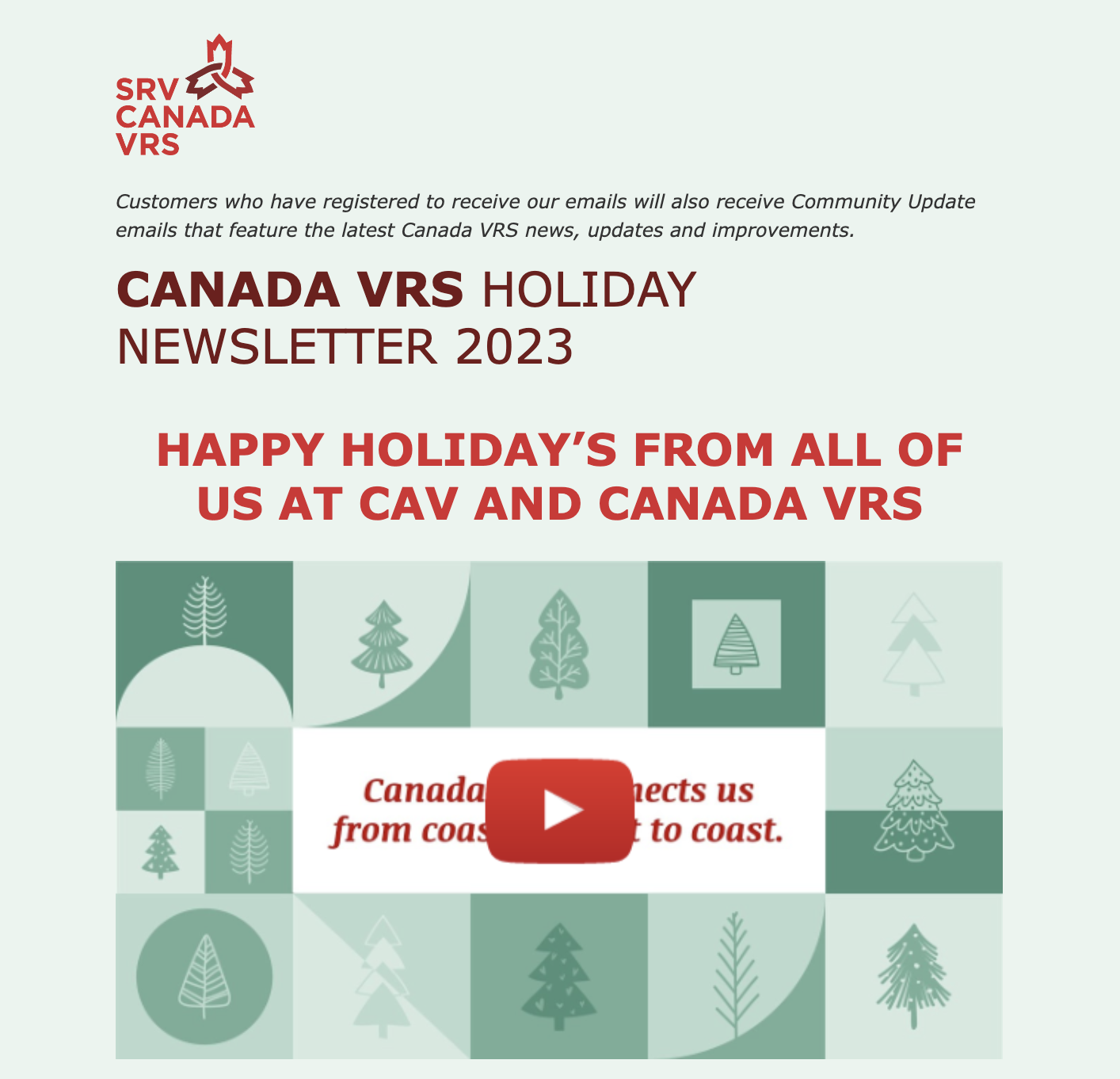 2023 Holiday Newsletter - SRV Canada VRS