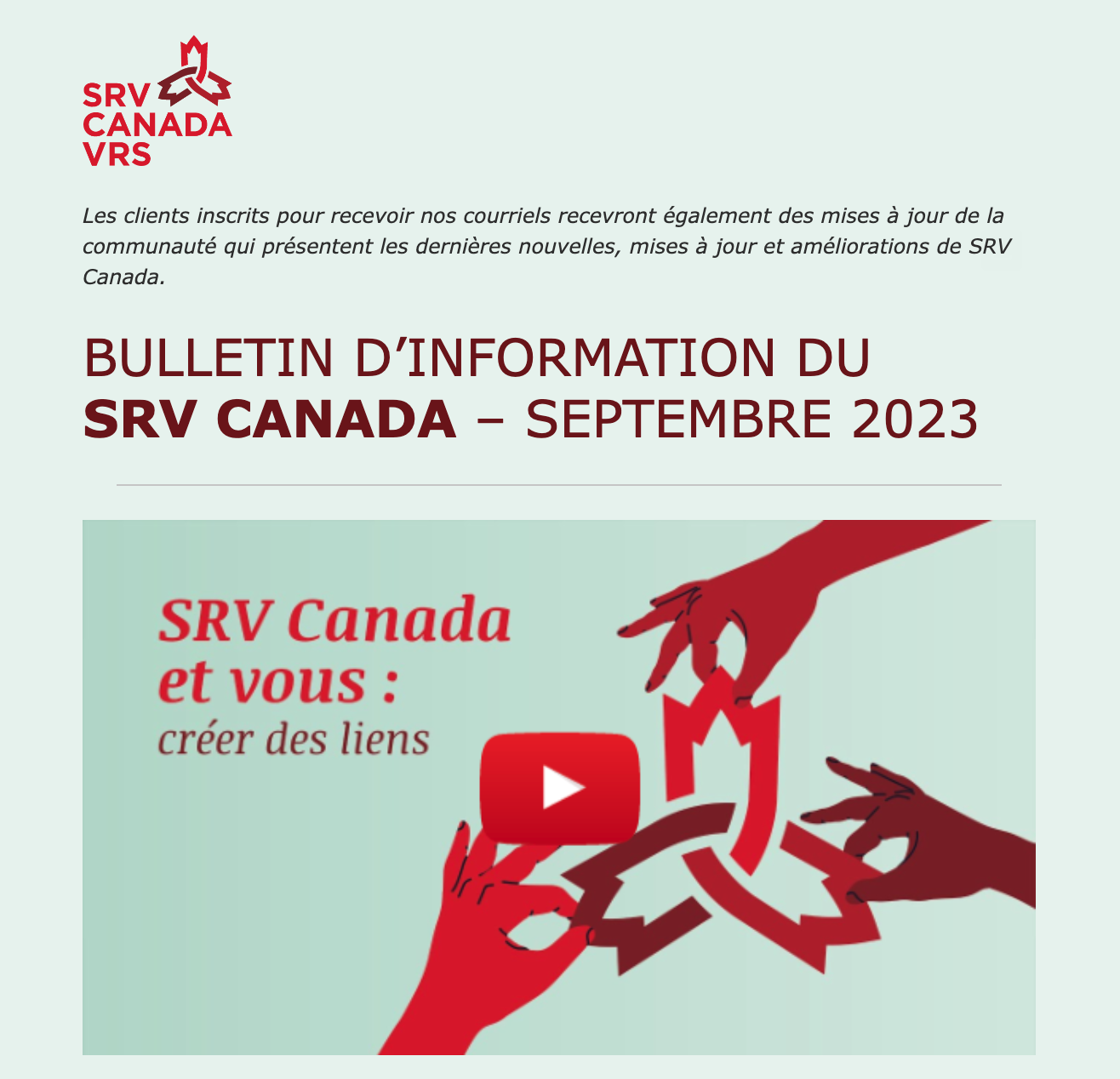 Bulletin – Automne 2023 - SRV Canada VRS