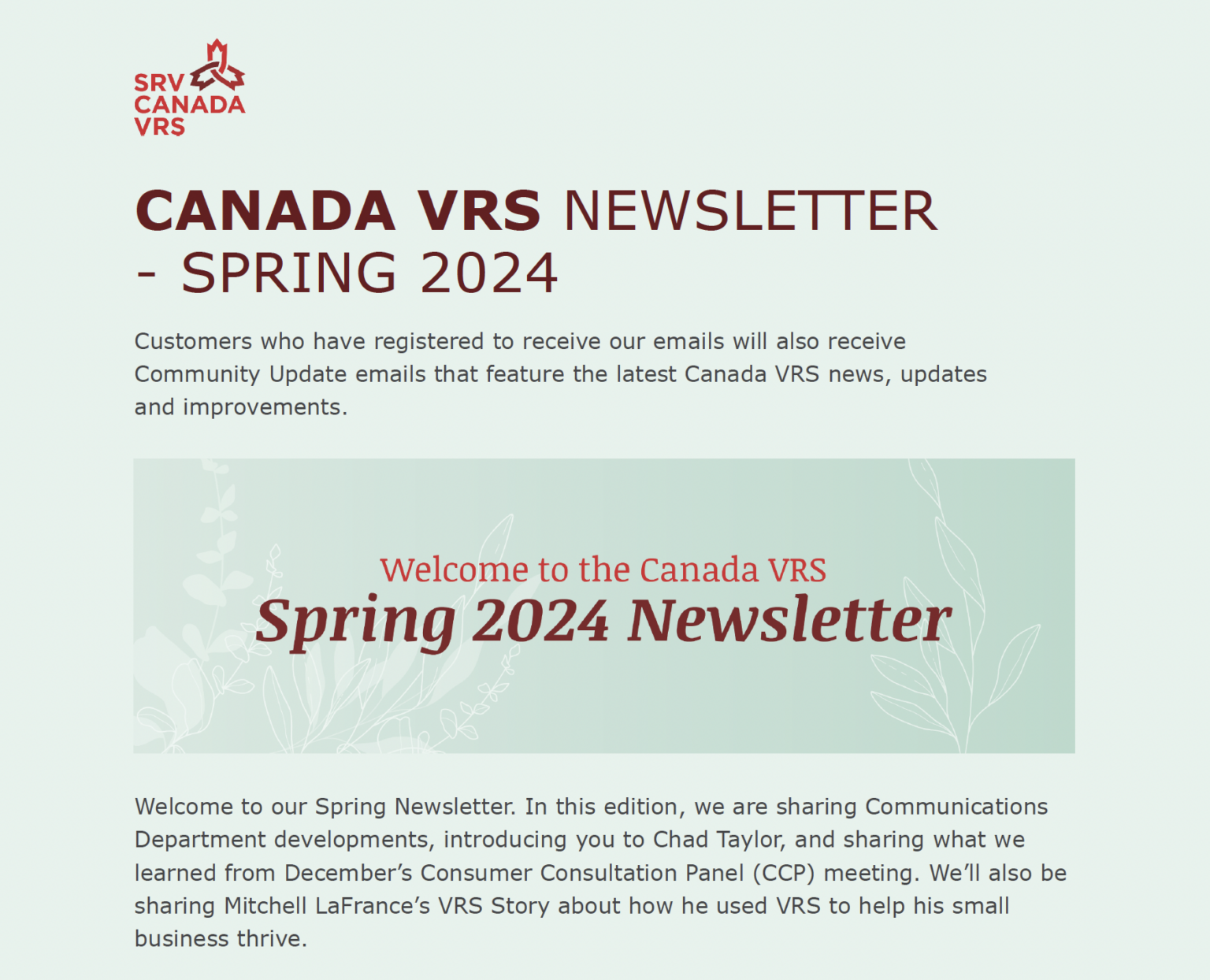 Newsletters - SRV Canada VRS